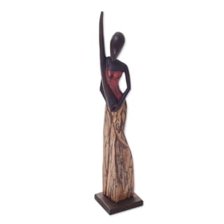 Handmade Wood Sculpture, 'Didgeridoo Lady' (Indonesia) - Bed Bath ...