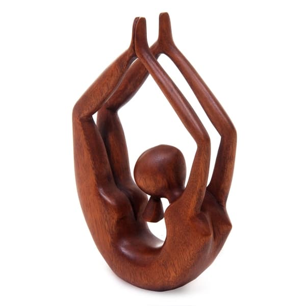 Handmade Wood Sculpture, 'Lithe Gymnast' (Indonesia) - 8.75" H x 6" W x ...