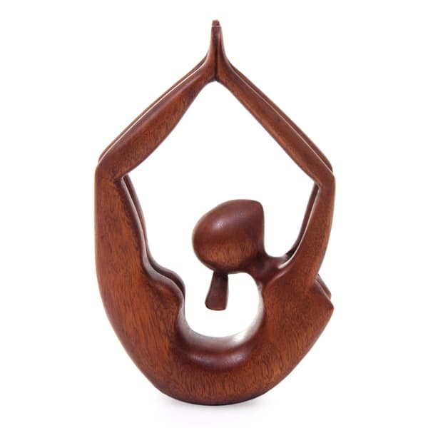 Handmade Wood Sculpture, 'Lithe Gymnast' (Indonesia) - 8.75" H x 6" W x ...