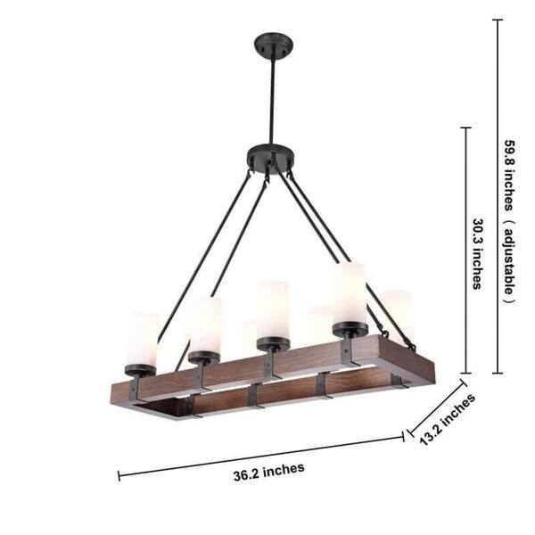 Daniela Antique Wood Chandelier with Frosted Glass Globes (As Is Item ...