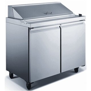 EQ Kitchen Line Stainless Steel 2-Door Food Prep Table Refrigerator, 46 ...
