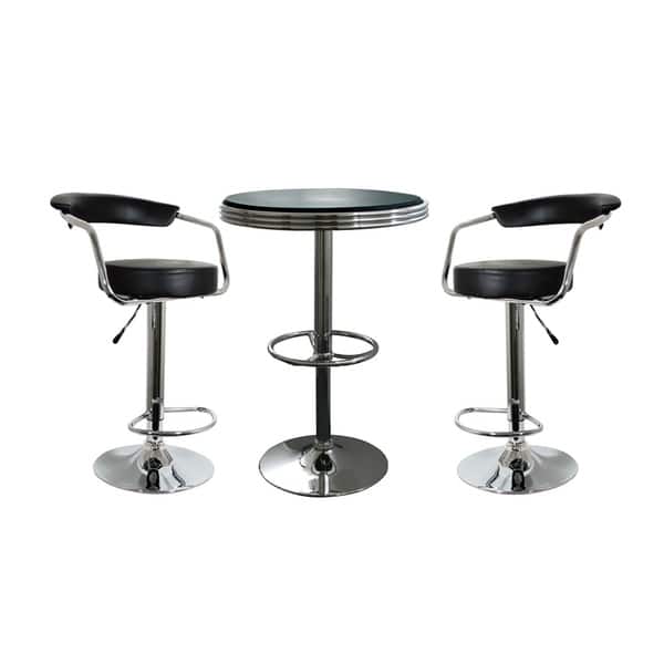 Offex 3 Piece Soda Fountain Style Bar Set with Table and Stool - Black ...