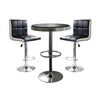Offex 3 Piece Contemporary Two Tone Bar Set with Table and Stool ...