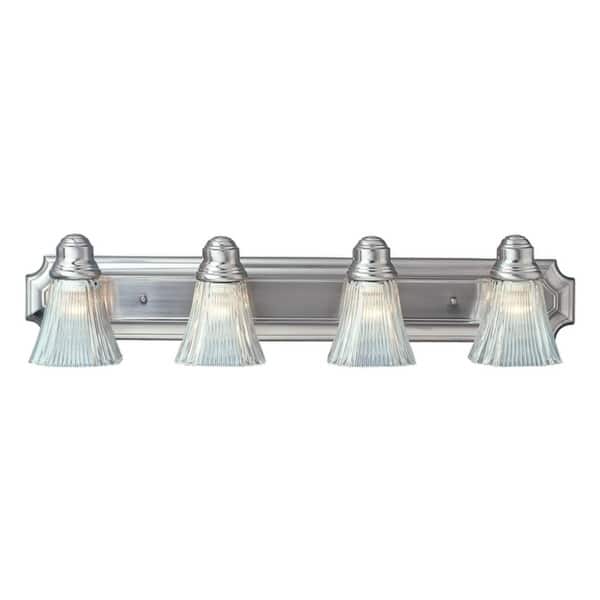 Del Rey Brushed Nickel Ribbed 4-light Vanity Bar - Bed Bath & Beyond ...