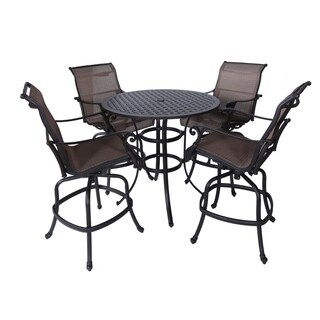 Yorkshire 5 Piece Aluminum Sling Bar Set, 42" Round Bar Table - Bed ...