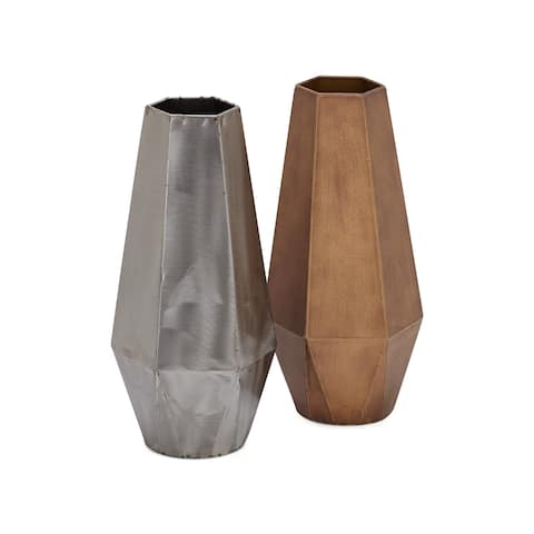 Decorative Iron Vases Assortment of 2 Silver and Bronze - Overstock ...