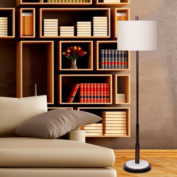 1569 60" Oil Rubbed Bronze Metal/White Marble Floor Lamp - Bed Bath ...