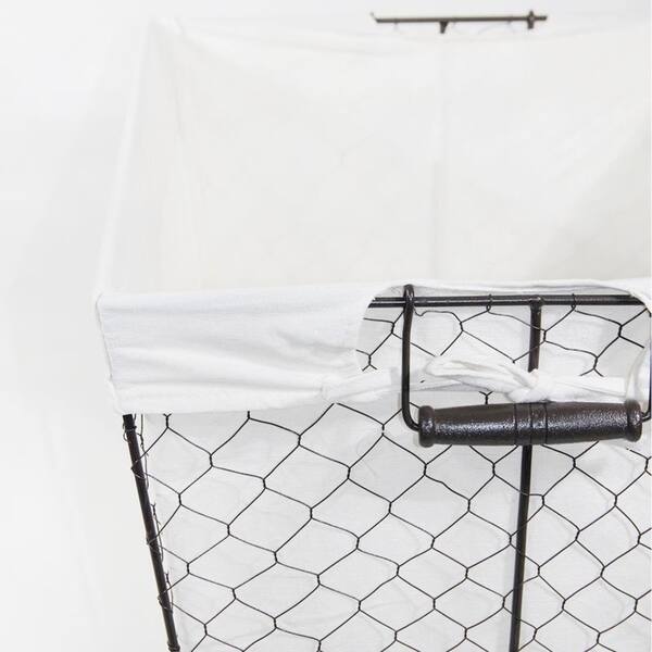 Chickie Single Rectangular Metal Chicken Wire Hamper with Liner and ...