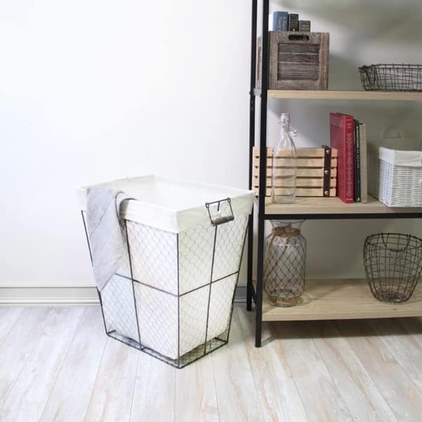 Chickie Single Rectangular Metal Chicken Wire Hamper with Liner and ...