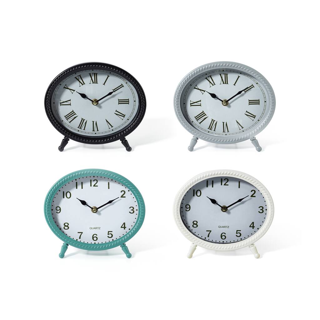 Round Table Clocks With Slanted Legs Assortment of 4 Multicolor ...