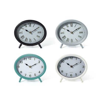 Round Table Clocks With Slanted Legs Assortment of 4 Multicolor ...