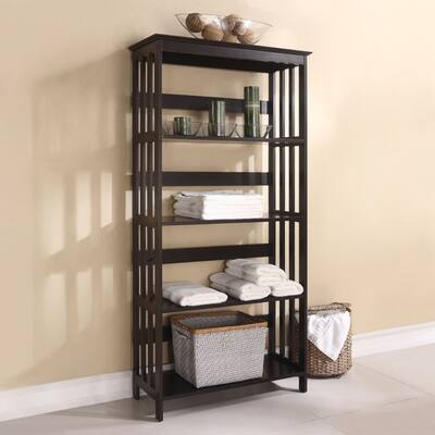 Wooden Shelf Rack With 4 Shelves, Espresso Brown - Overstock - 21516791