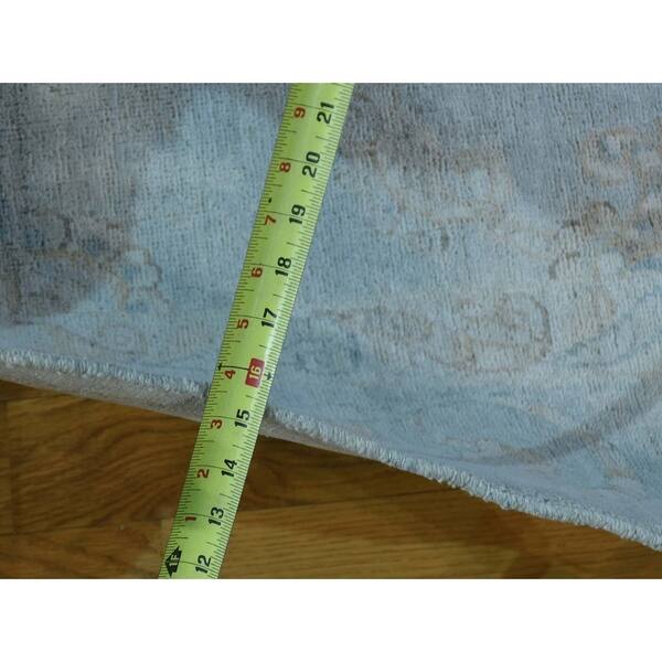 Hand Knotted Blue White Wash Vintage & Silver Wash with Wool Oriental ...