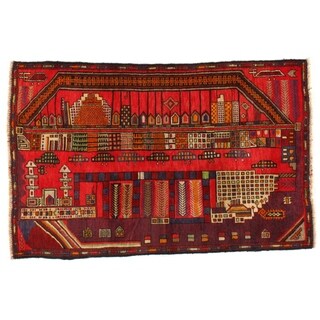 Pasargad NY Handmade Afghan Baluch Red Wool Rug 2'11'' X 4'7'' - 2'11 ...