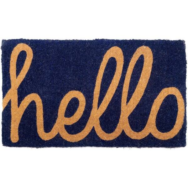 Cursive Hello Doormat 18 x 30 Extra Thick Handwoven, Durable - Dark ...