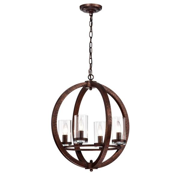Violette Rustic Bronze 4-Light Pendant with Clear Glass Shade - On Sale ...