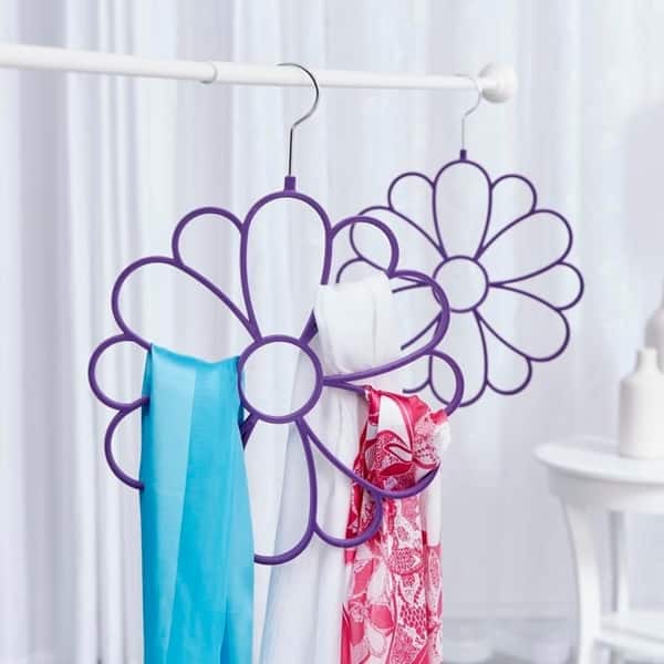 Joy Mangano Huggable Hangers 1pk Flower Accessories Organizer, Purple ...