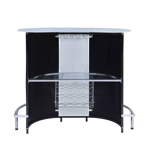 Contemporary Bar Unit with Frosted Glass Top, White And Black - On Sale ...