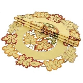 Bountiful Leaf Embroidered Cutwork Fall Doilies, 12-Inch Round,Set of 4 ...