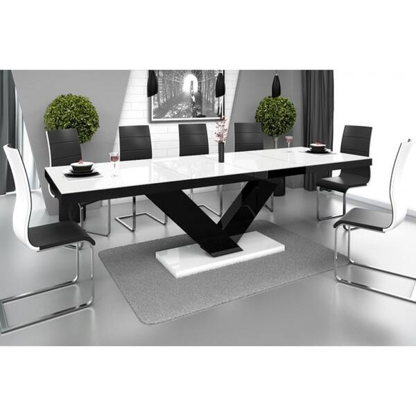 VICTORIA Dining Table with Extension - White/Black - Bed Bath & Beyond - 21610774