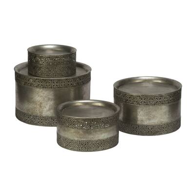 Elegant Burnished Silver Risers, Set of 4 - Overstock - 21613452