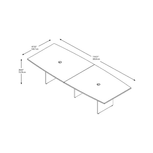120W x 48D Boat Shaped Conference Table with Wood Base in Cherry - Bed ...