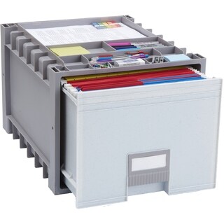 Storex Plastic Archive Storage Box, Letter Size, 18-Inch Drawer, Gray ...