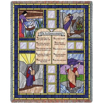 Ten Commandments Stained Glass Blanket - Overstock - 21672691