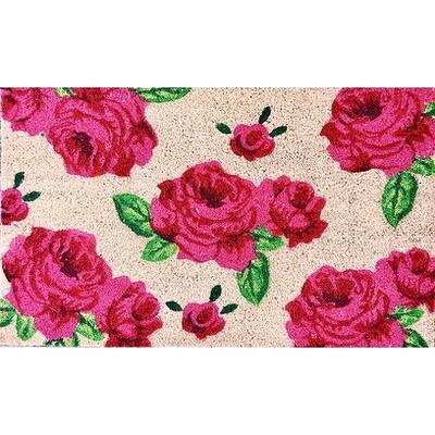 Unbelievable Mats 18"x30" Pink Roses Door Mat - Overstock - 21674372