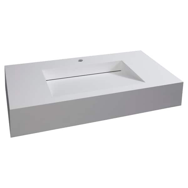 Pyramid Solid Surface Wall Mounted Sink - Bed Bath & Beyond - 21702729