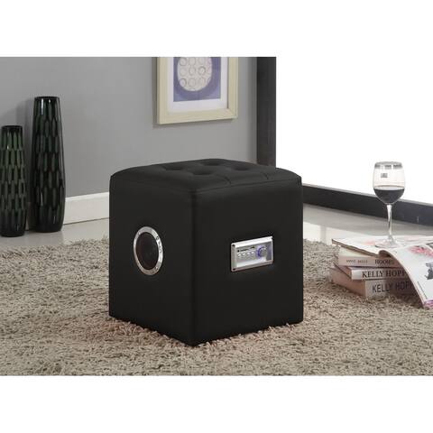 Sound Lounge Ottoman with Bluetooth Speaker, Black - Overstock - 21710923
