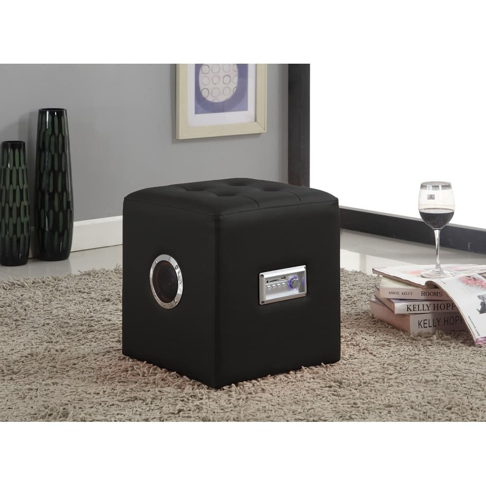 Sound Lounge Ottoman with Bluetooth Speaker, Black - Overstock - 21710923