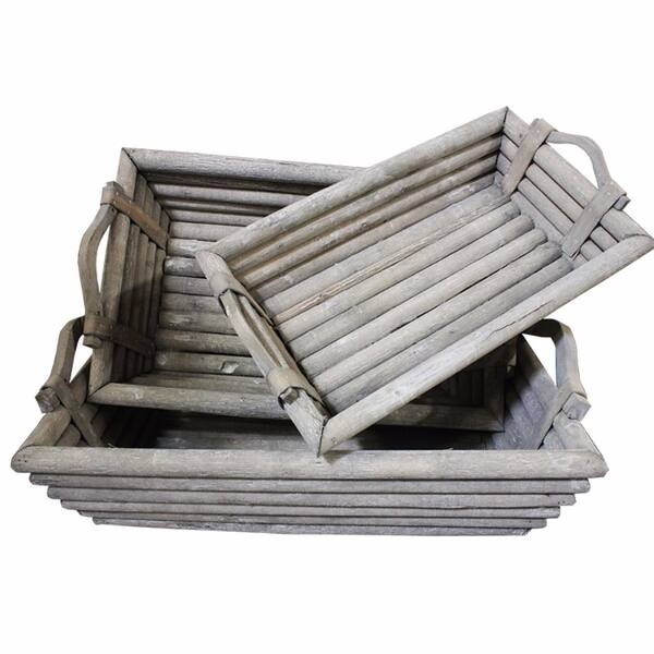 Rustically Charmed Wooden Trays, Set of 3, Gray - Bed Bath & Beyond ...