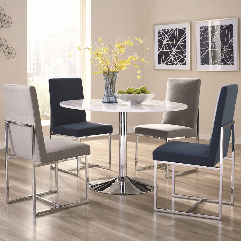 Modern Floating Design Round Dining Set with Italian Carrara Solid ...