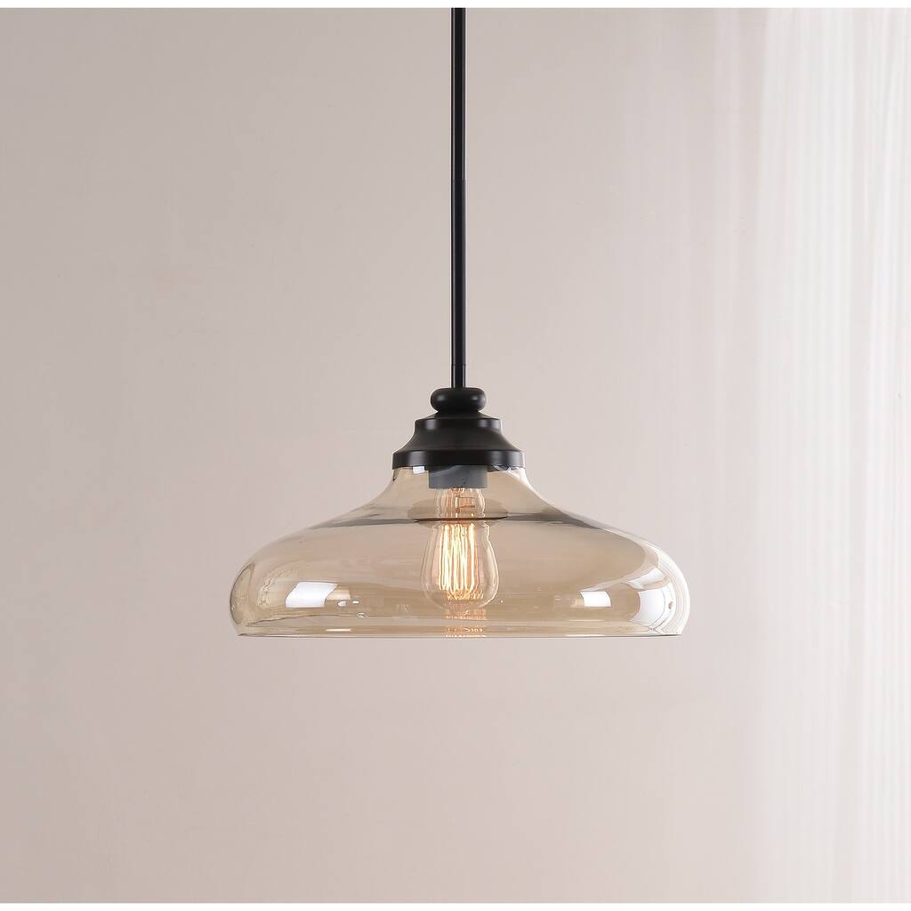 Caden 1 Light Pendant - Oil Rubbed Bronze with Amber Glass - Overstock ...