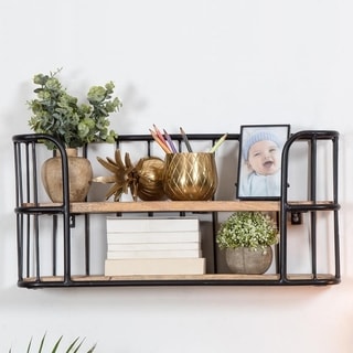 Venables Two-tier Wooden Floating Shelves - 12 x 25.50 x 7 - Bed Bath ...