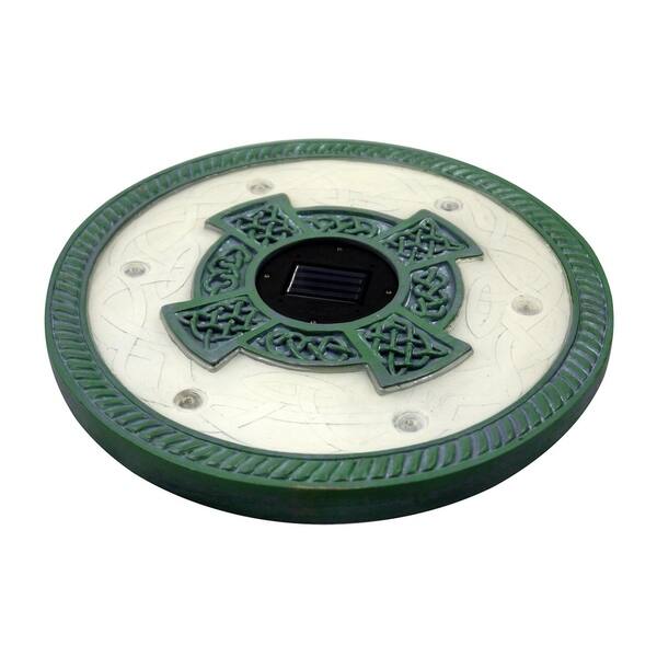 Homebrite Solar Set of 3 Solar Power 6 LED Round Limestone Green ...