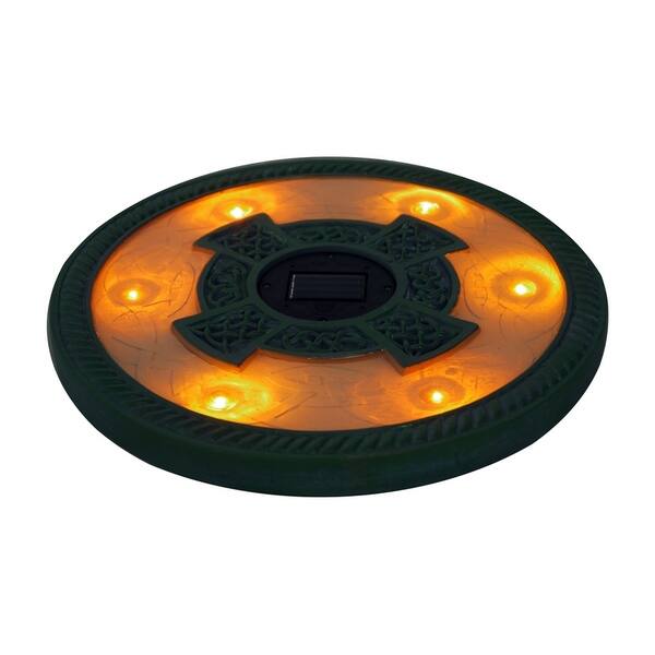 Homebrite Solar Set of 3 Solar Power 6 LED Round Limestone Green ...