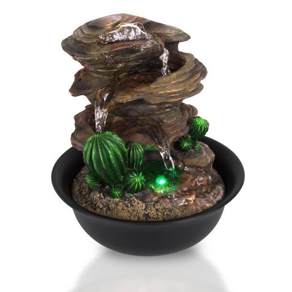 SereneLife 3-Tier Desktop Electric Water Fountain w/ LED - Indoor ...
