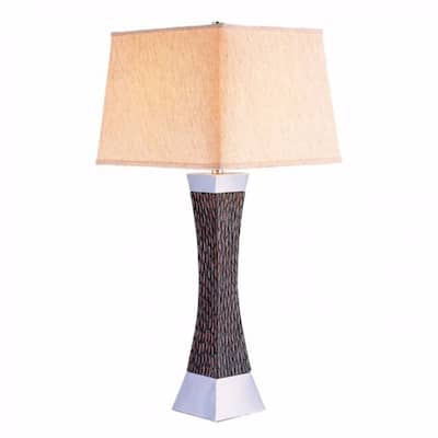 Transitional Style Table Lamp, Black, Chrome - Overstock - 21811147