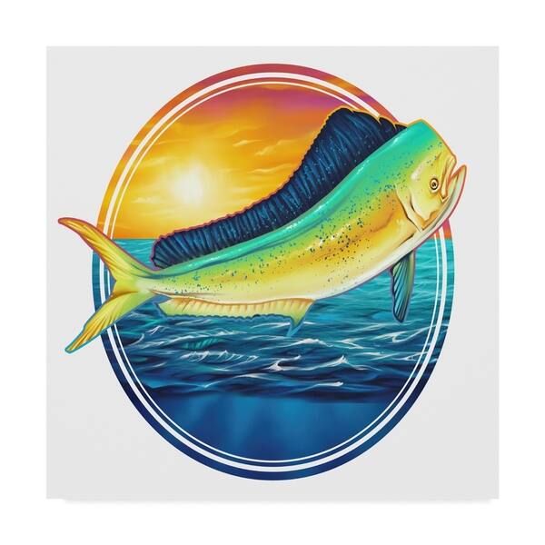 Flyland Designs 'Dolphin Fish Illustration' Canvas Art - Multi-color ...