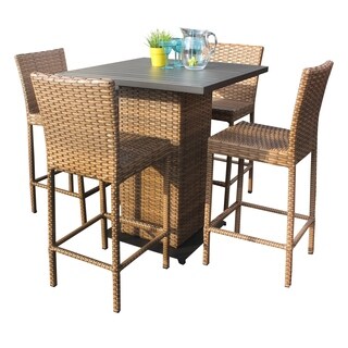 Laguna Pub Table Set With Barstools 5 Piece Outdoor Wicker Patio Furniture - Bed Bath & Beyond ...