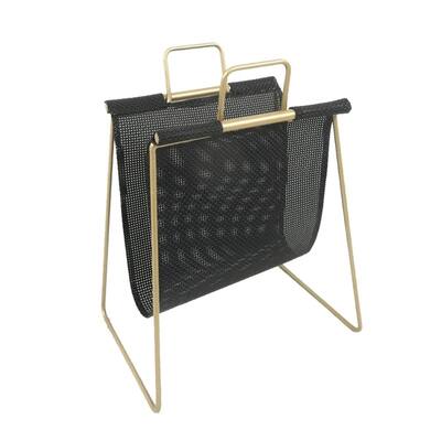Classic Magazine Rack With Built- In Handles, Black And Gold ...