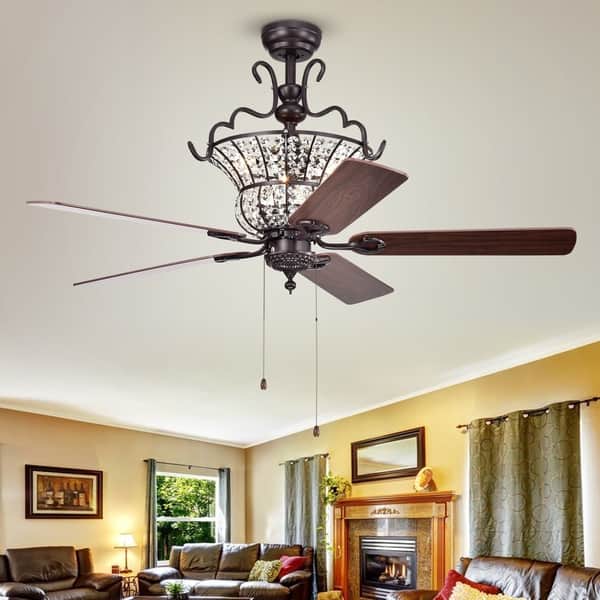 Charla II 3-light Crystal 5-blade 52-inch Brown Ceiling Fan (2 Color ...