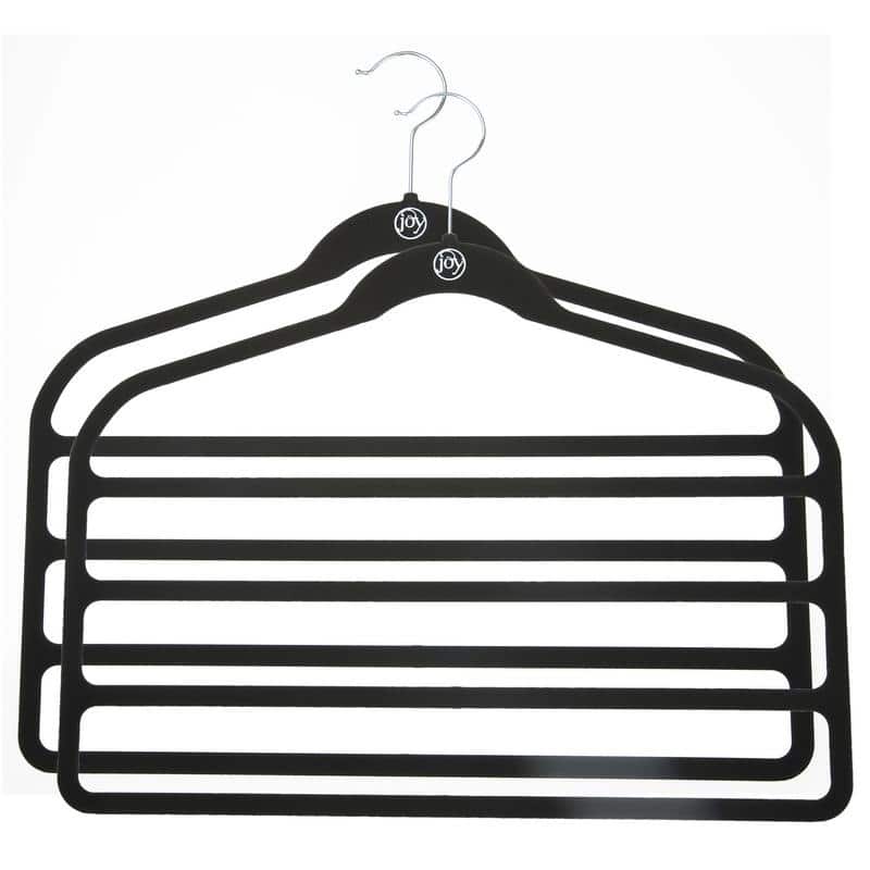 Joy Mangano Huggable Hangers 2pk Four Bar Black - Overstock - 21866589