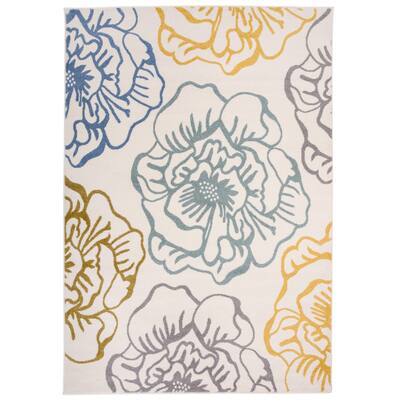 World Rug Gallery Transitional Modern Large Floral Area Rug Cream - 7 ...