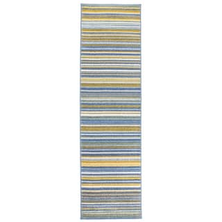 World Rug Gallery Modern Stripes Runner Rug Blue - 2' x 7' Runner - Bed ...