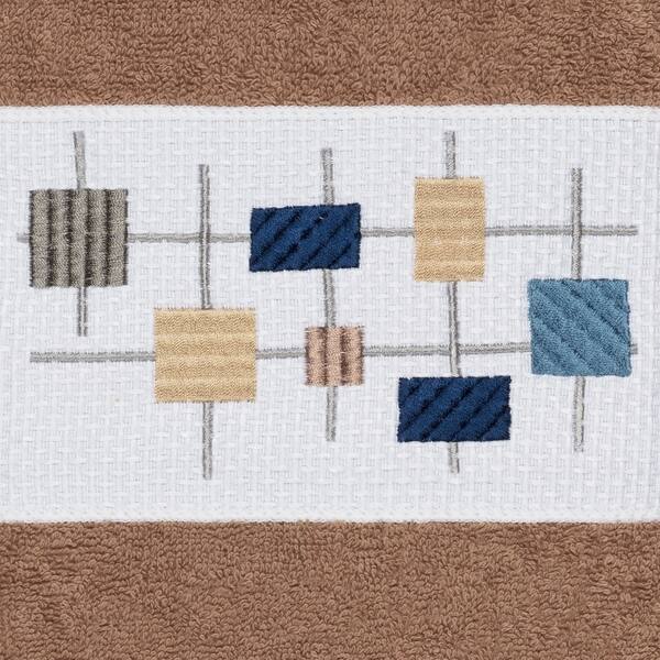 Authentic Hotel and Spa Turkish Cotton Squares Embroidered Latte Brown ...