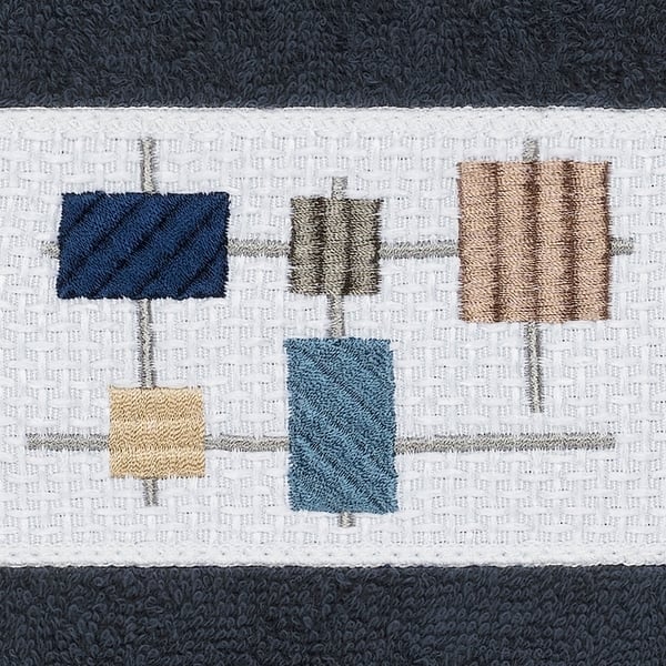 Authentic Hotel and Spa Turkish Cotton Squares Embroidered Midnight ...