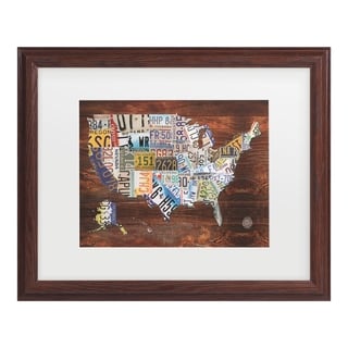 Masters Fine Art 'Usa License Plate Map On Wood' Matted Framed Art ...